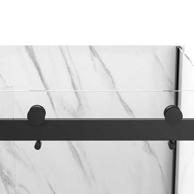 Dreamwerks Bristol 48" W x 32" D x 79.2" H Framed Rectangular Reversible Shower Kit in Black ...